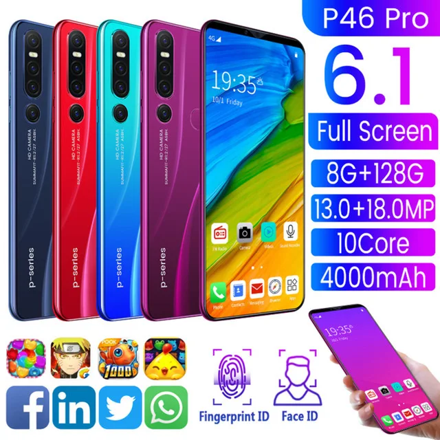 P46 Pro Smartphone 6.3 Inch Full Screen Octa 10 Core 5000mah 8gb 128gb ...