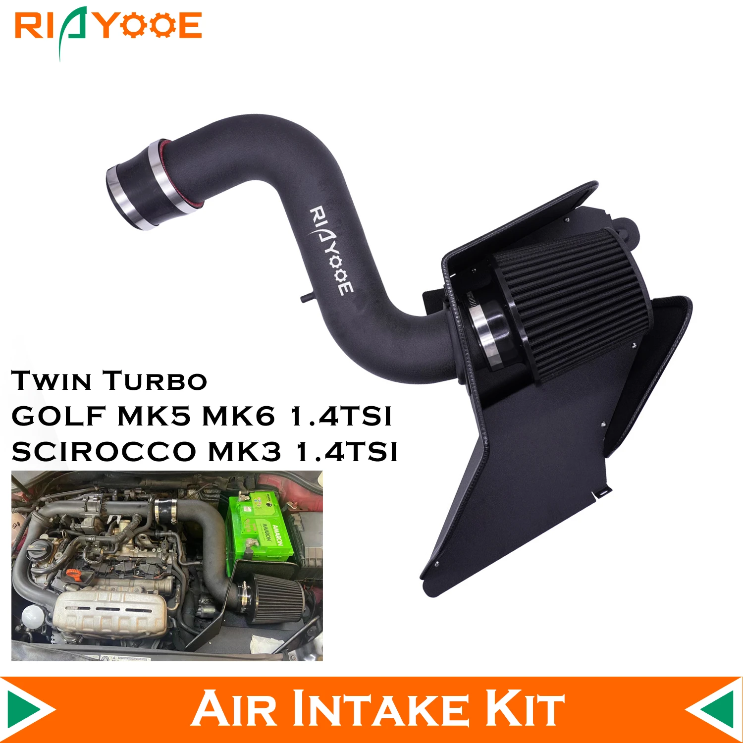 Riayooe High Flow Cold Air Intake Pipe Kit For Vw Golf Mk5 Mk6 Beetle ...