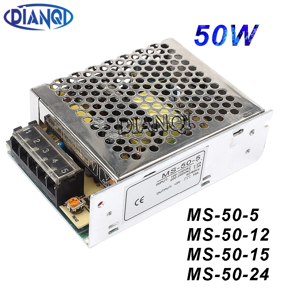 DIANQI mini size power supply MS 50W 5V 12V 15V 24V 10Aunit ac to dc ...