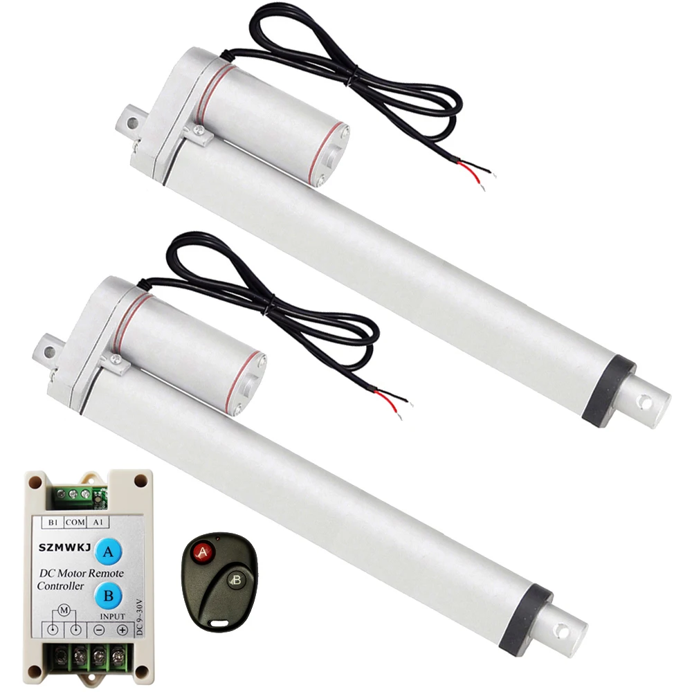 2 Dual 220lbs 12" 300mm Stroke Linear Actuators Heavy Duty1000N max ...