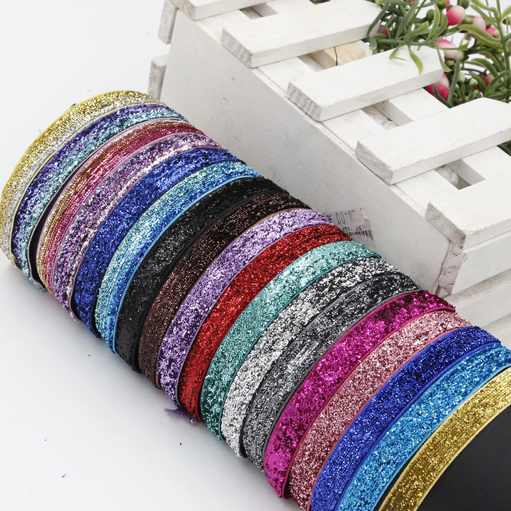 3/8" 9mm frosted glitter elastic ribbon Metallic Velvet Elastic Ribbon ...