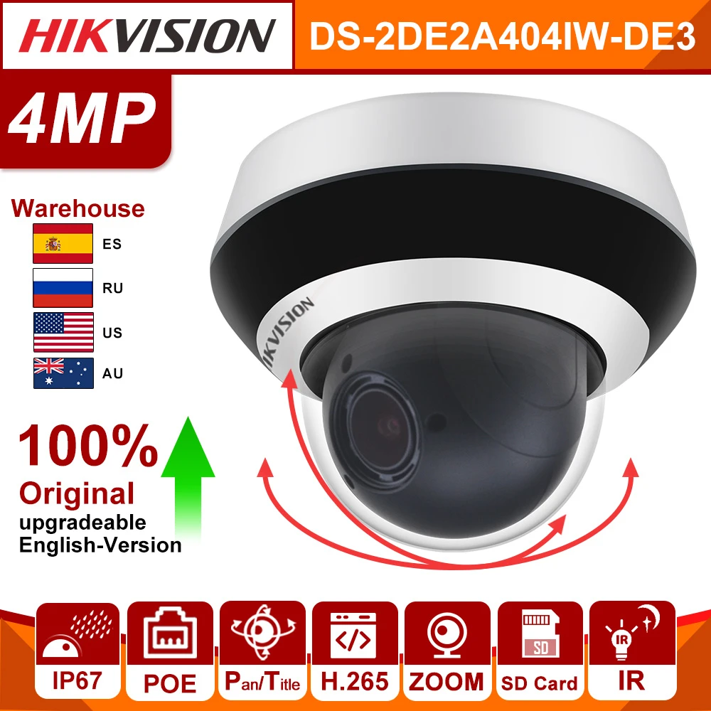 Hikvision Ptz 4mp Mini Ip Camera Ds-2de2a404iw-de3 2.8-12mm 4x Zoom Hd ...