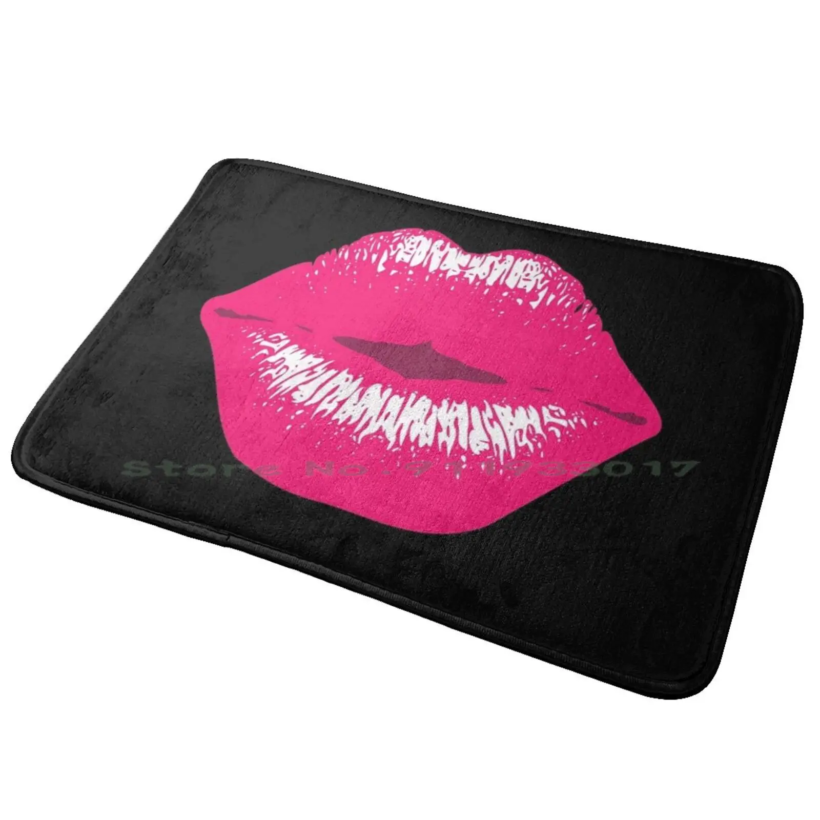 Pink Kiss Kissing Lips Lipstick Lipgloss Entrance Door Mat Bath Mat Rug ...