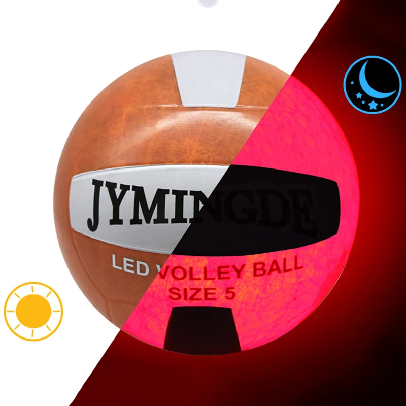 Glow in the Dark Volleyball Ball LED Light Up Rubber Volleyball Size 5 ...