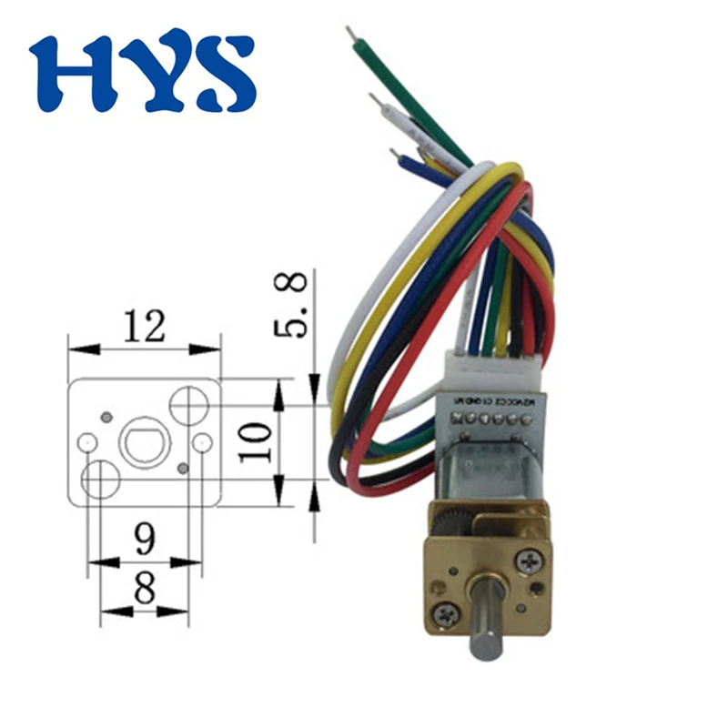 HYS DC 3V 6V 12V Encoder Gear Motor DC12 volt 39-3000rpm Electric Mini ...