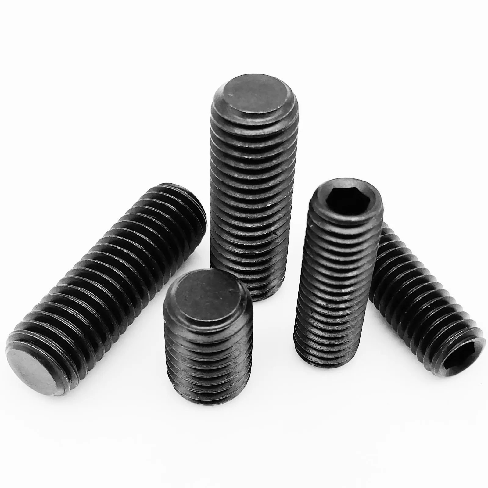 10/50pcs M2.5 M3 M4 M5 M6 Din913 Gb77 Black Grade 12.9 Steel Hex Hexagon Socket Flat Point Set ...