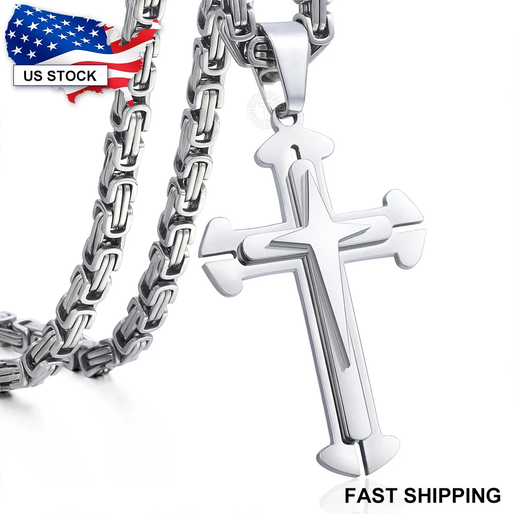 Men Black Stainless Steel Cross Necklace | Stainless Steel Cross Chain ...