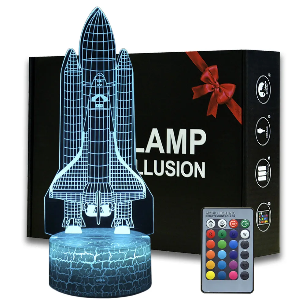 Raumschiff Modell 3D illusion Lampe Kinderzimmer Dekoration Nacht ...