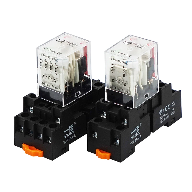 10-Pieces-package-Small-Intermediate-Relay-YJ2N-GS-Foot-DC12V-DC24V ...