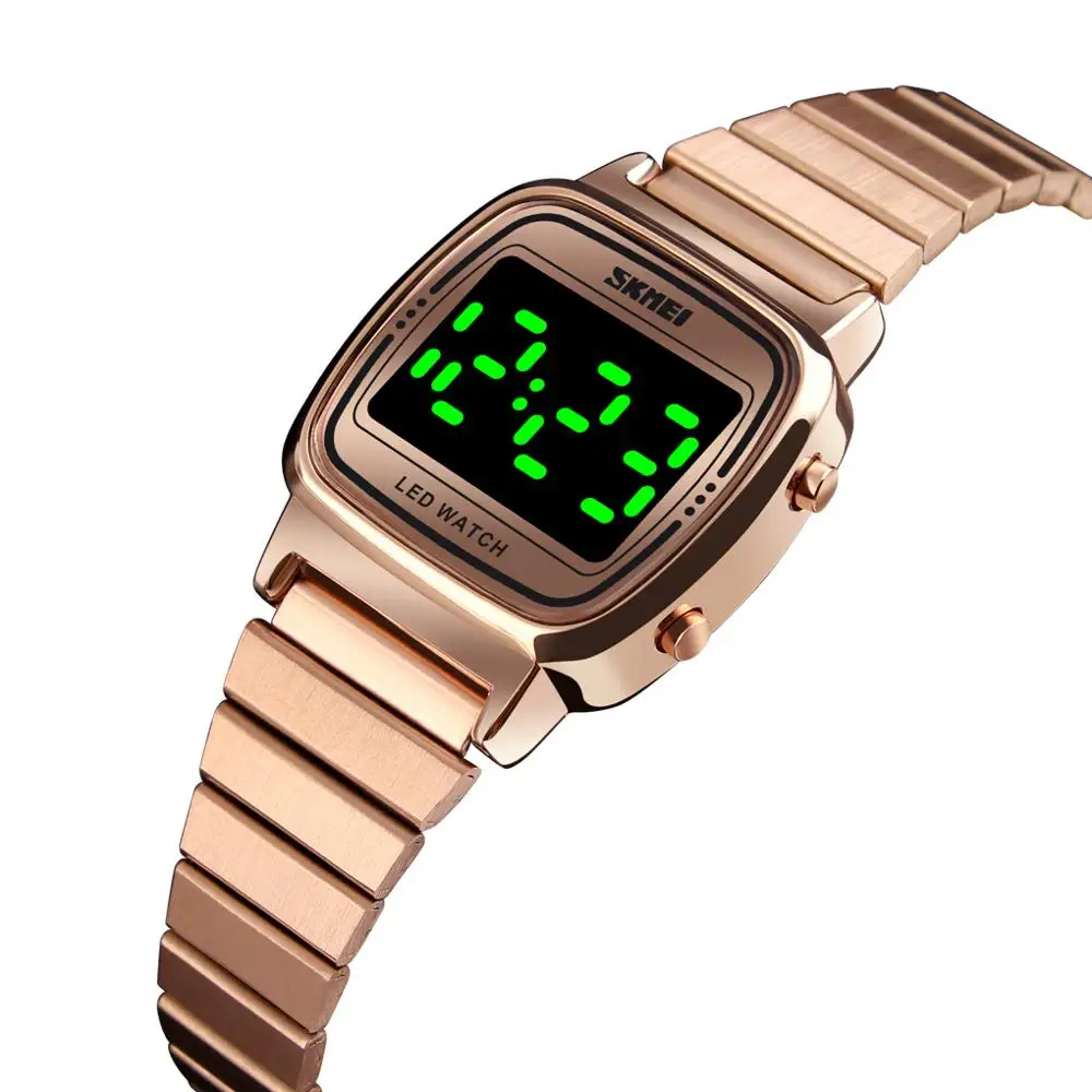 SKMEI Brand Women's Watches Luxury Stainless Steel Digital Watch LED ...