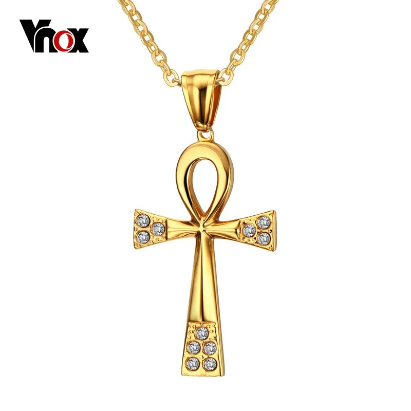 Vnox-Brand-Ankh-Necklace-Pendant-The-Key-of-the-Nile-Gold-color-Chain ...