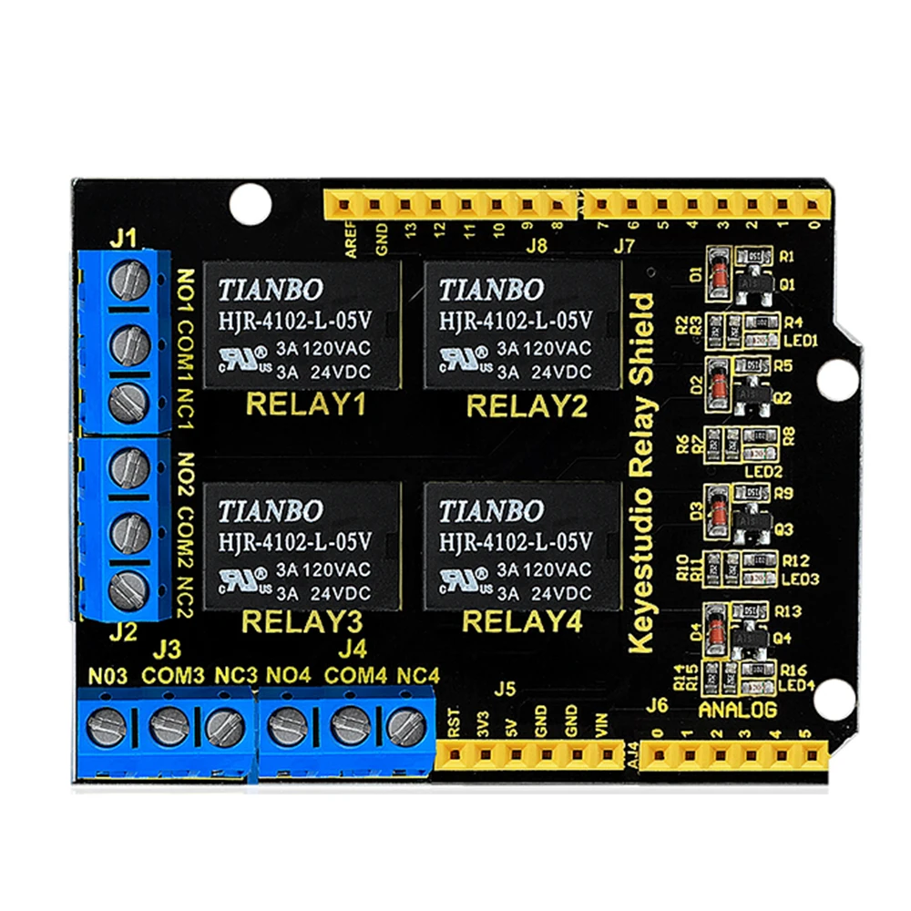 Keyestudio 4 channel 5V Relay Shield Module for Arduino UNO R3 ...