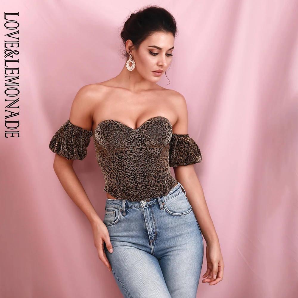 LOVE& LEMONADE сексуальный Золотой Топ без рукавов с леопардовым принтом(с поддержкой) LM82239