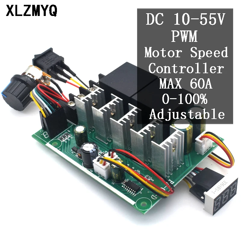 PWM Motor Speed Controller Digital Display 0-100% Adjustable DC 10-50V 40A DC Motor Speed ...