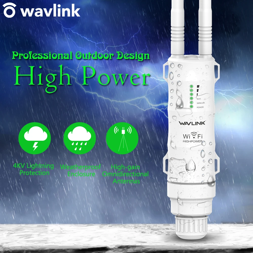 Wavlink roteador wi fi n300, alta potência, à prova d'água, 30dbm ...