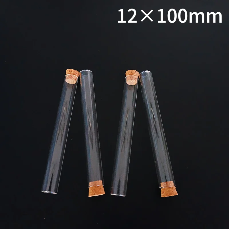 50pcs/lot Lab 12x100mm Lab Transparent Flat Bottom Glass Test Tubes ...