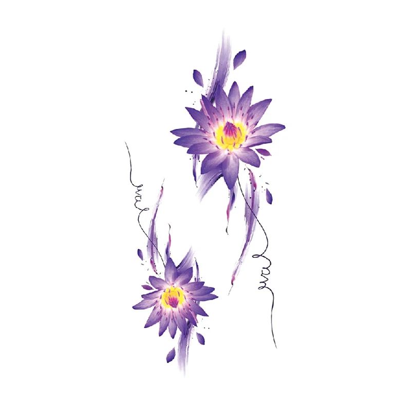 Purple Watercolor Flowers Tattoo