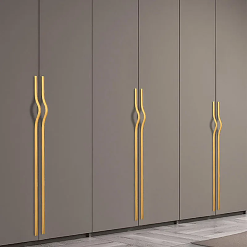 Long Wardrobe Handle Gold/Black Zinc Furniture Handles For Bedroom ...