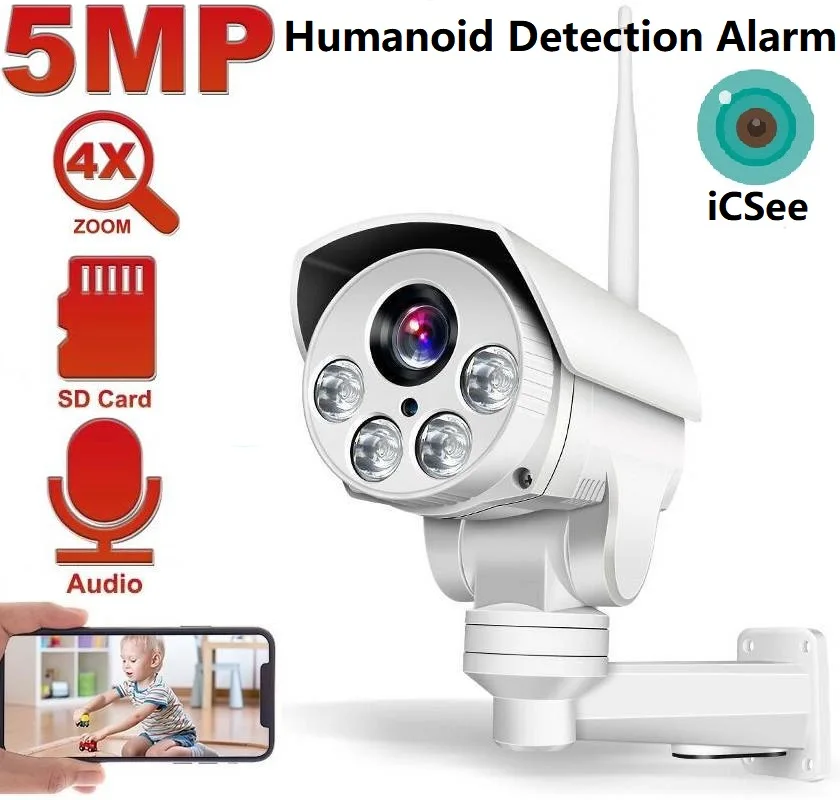 iCsee WiFi Camera 5MP 4X Optical Zoom 5MP PTZ WiFi IP Camera iCsee Ai ...