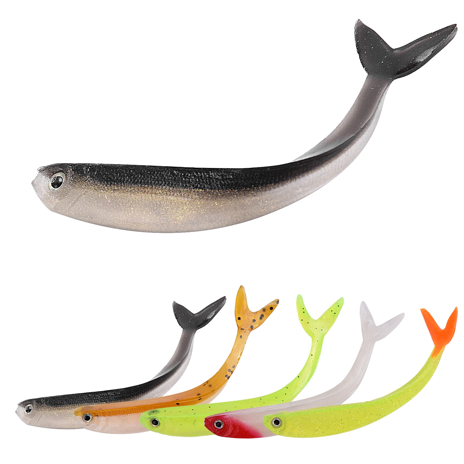 SF 5PCS/10PCS/15PCS Drop Shot T Tail Soft Fishing Lures Worm Bass Trout ...