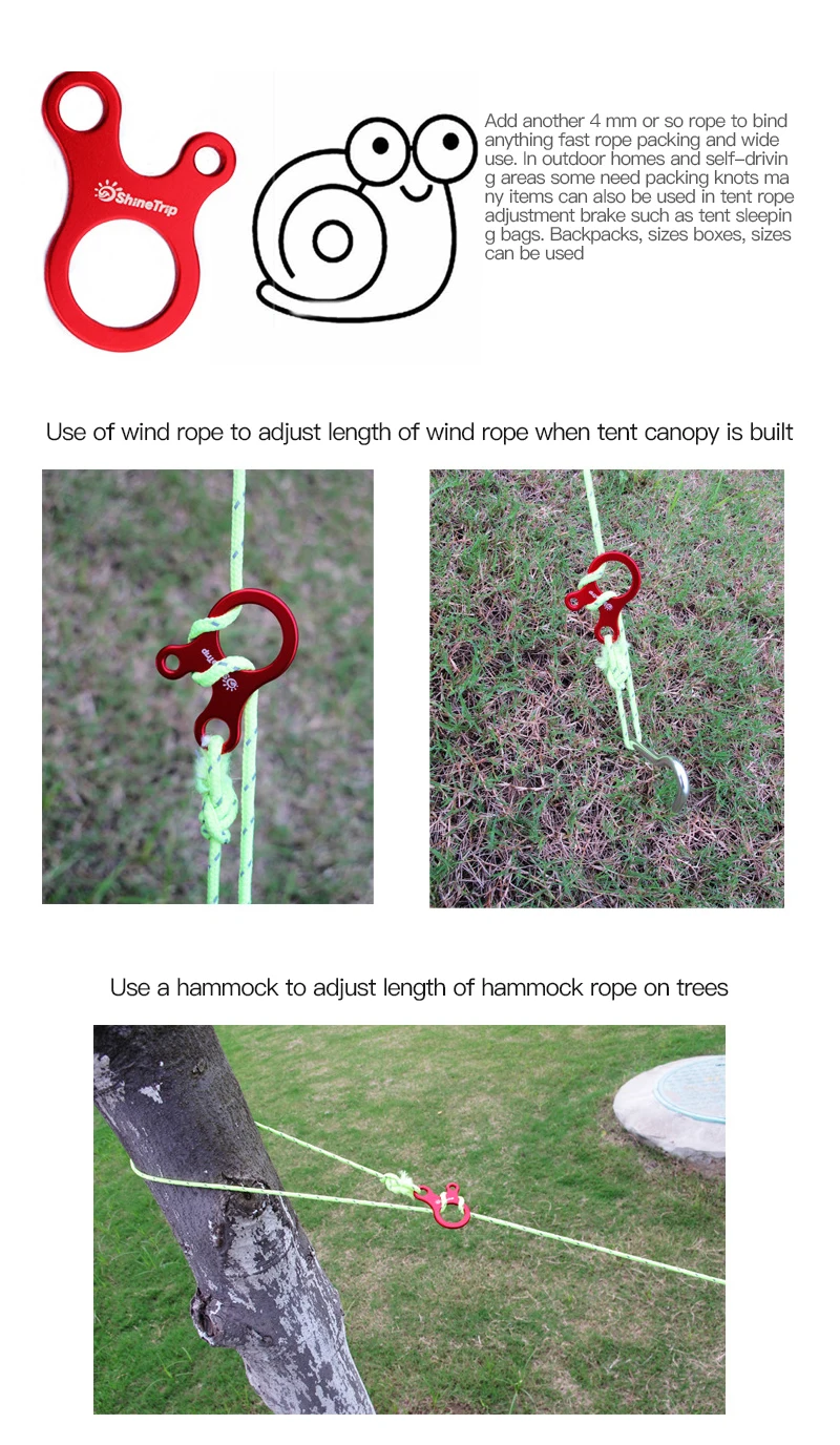 Aluminum Alloy Outdoor Carabiner 3 Hole Snail Wind Rope Buckle Outdoor ...