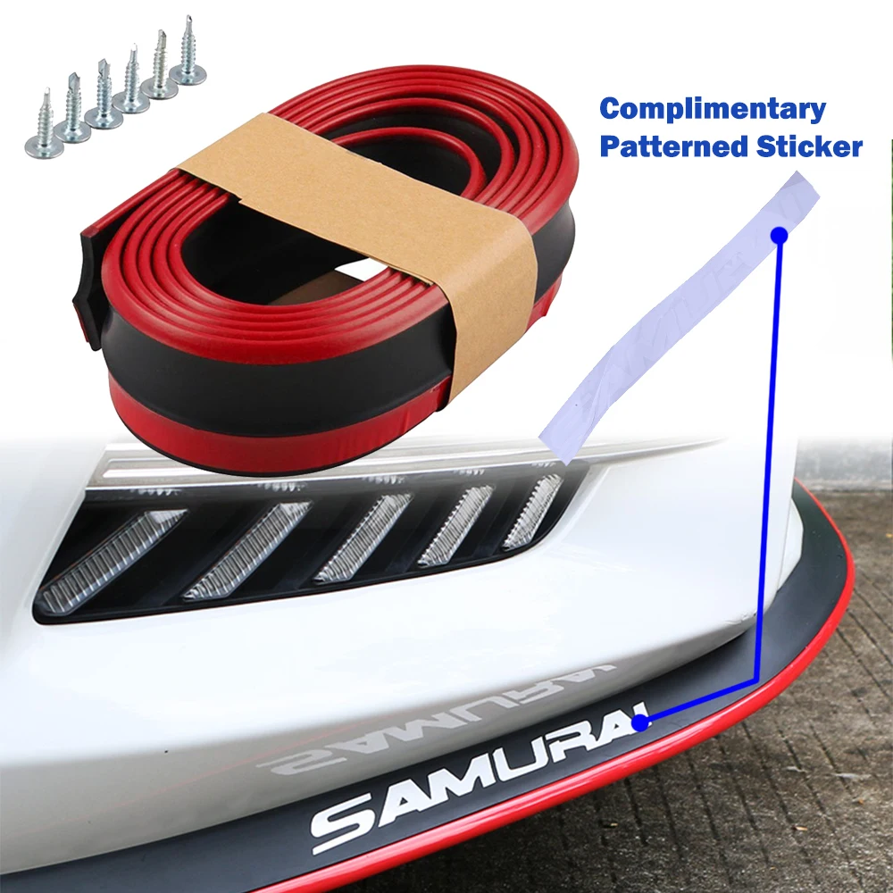 Car Universal Front Bumper Lip Carbon Fiber Rubber Splitter Chin ...