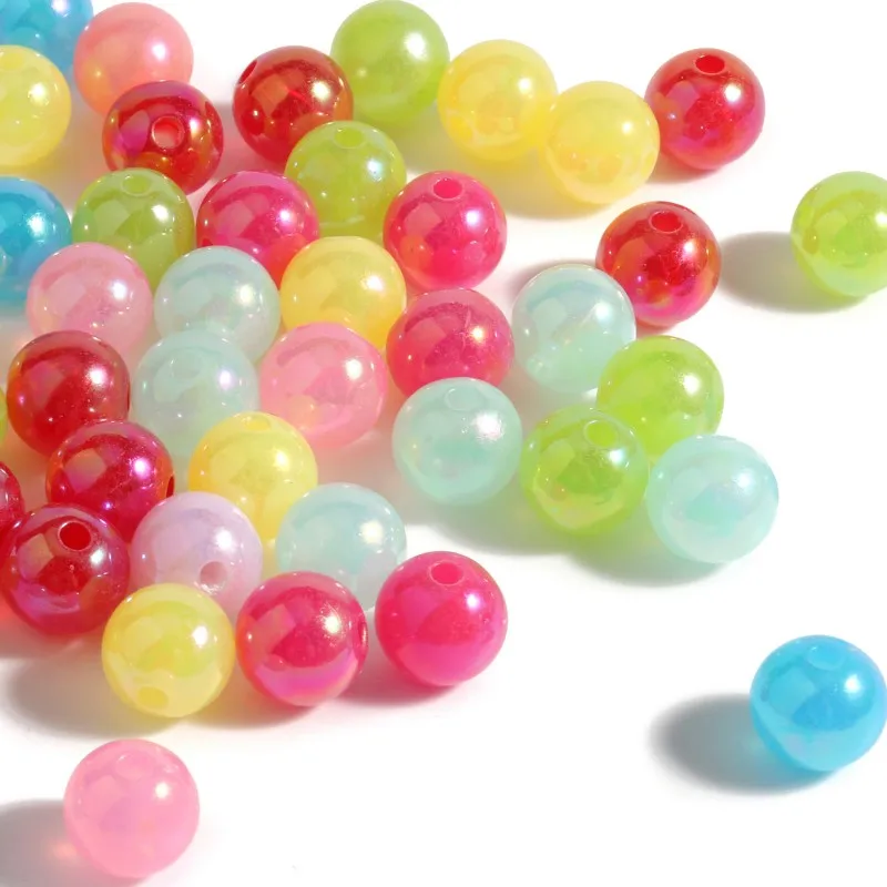 6 8 10 12 14mm Candy Color Smooth Ab Acrylic Beads Round Loose Spacer ...