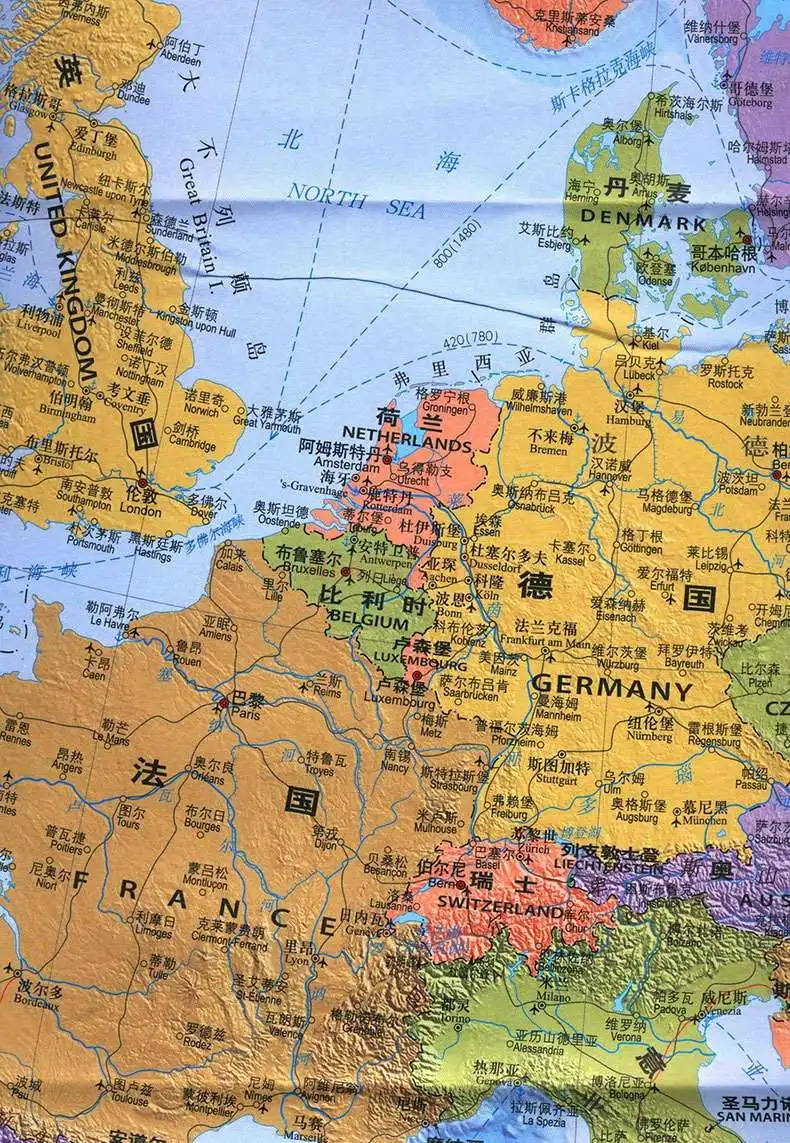 Europe map Chinese and English map World hot countries map Europe ...