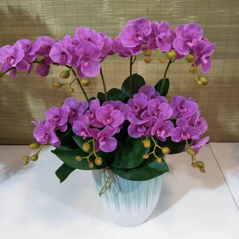 1 шт 2 вилки искусственные цветы фаленопсис настоящий сенсорный латексный букет для дома