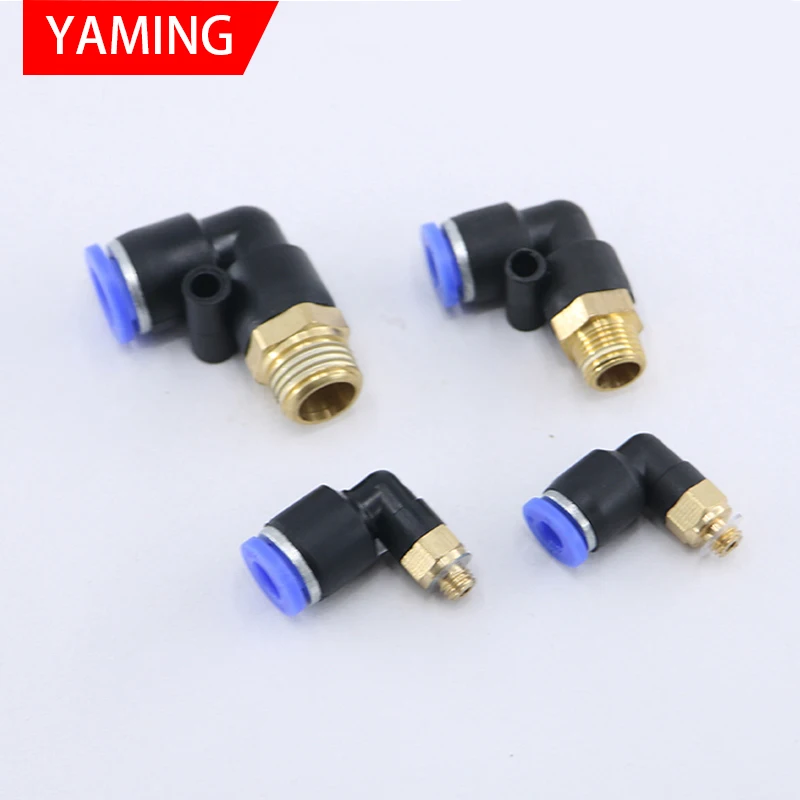Piezas de conector neumático de PL14 04, accesorios de aire de codo de traquea PL de 90 grados ...