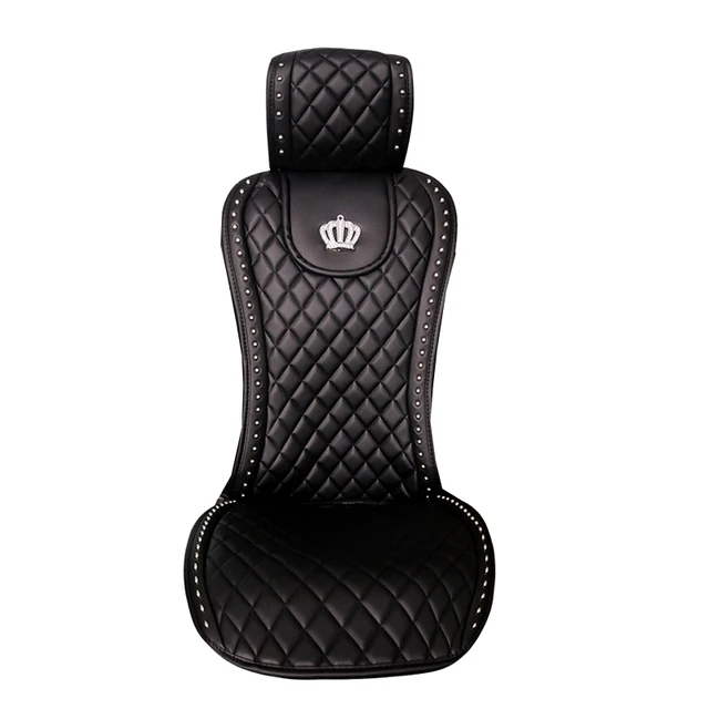 Leather Car Seat Cover Crystal Crown Rivets Auto Seat Cushion Interior ...