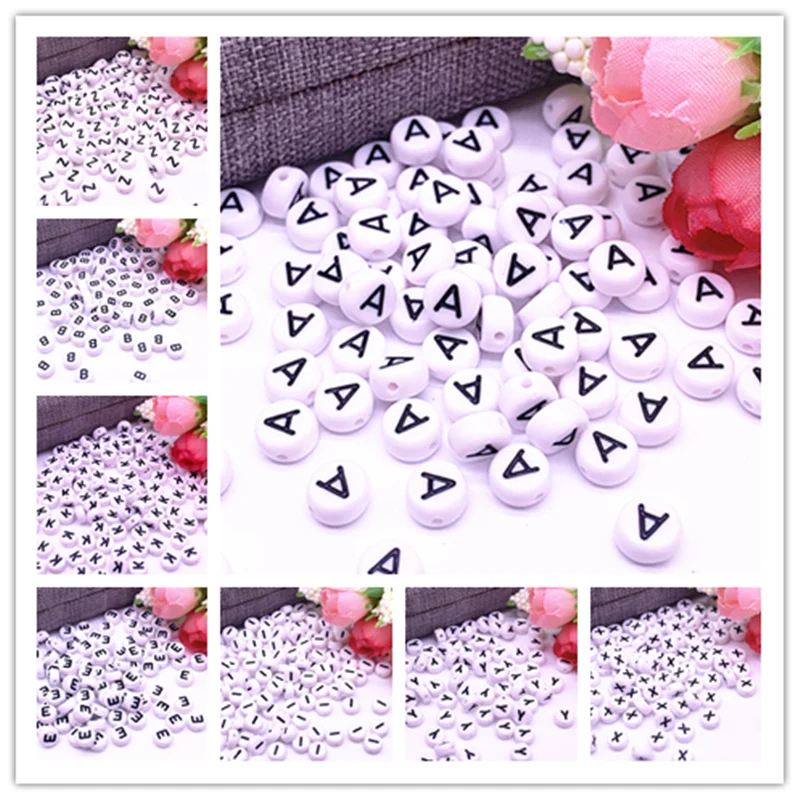 100pcs lot 7x4mm 26 Letter Beads Round Shape Beads Alphabet Letter 100pcs lot 7x4mm 26 Letter Beads Round Shape Beads Alphabet Letter
