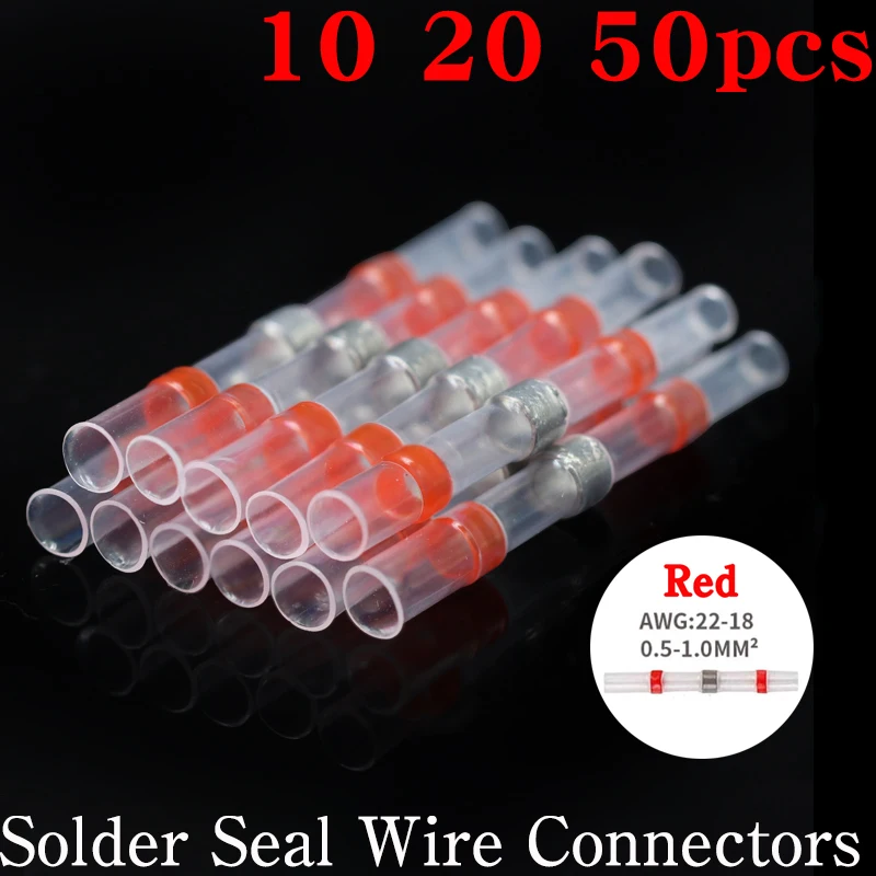 10/20/50pcs Red Solder Seal Wire Connectors 3:1 Heat Shrink Insulated ...