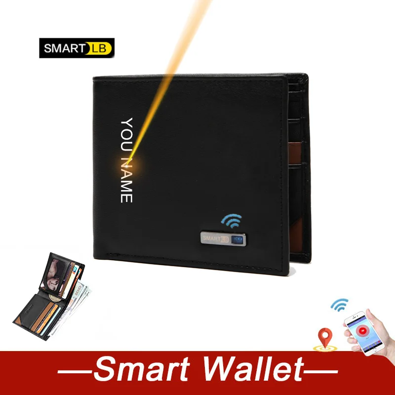 Smart Wallet GenuineLeather Man Wallets Bluetooth Anti Lost Men GPS ...