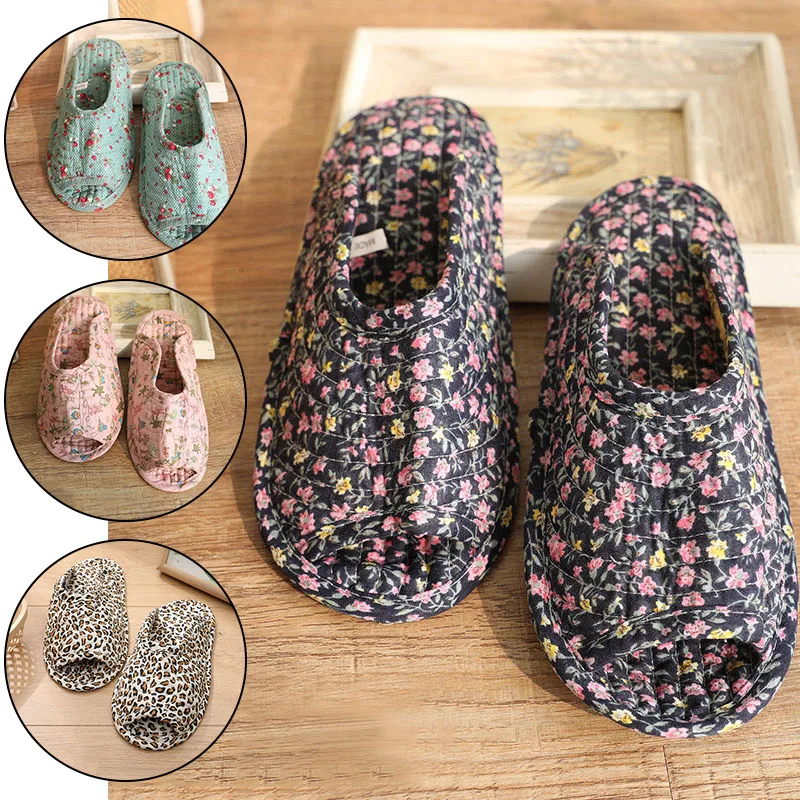 Pièce meuble,Pantoufles d'intérieur en coton doux japonais pour femmes ...