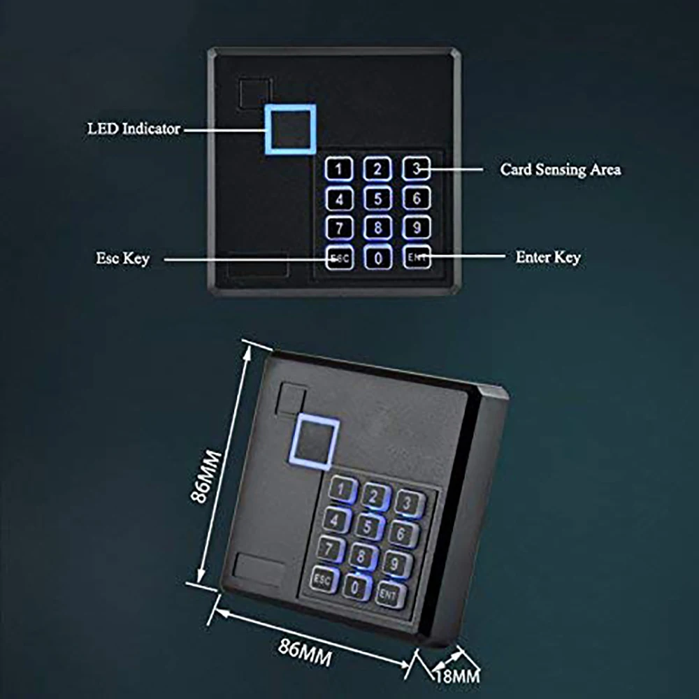 Proximity Rfid Id Card reader Door Access Control Keypad Reader 125KHz ...