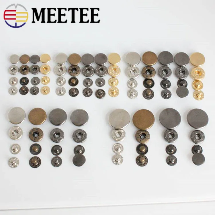 50set 10/12/15/17/20mm Snap Buttons Metal Press Studs Sewing Button ...