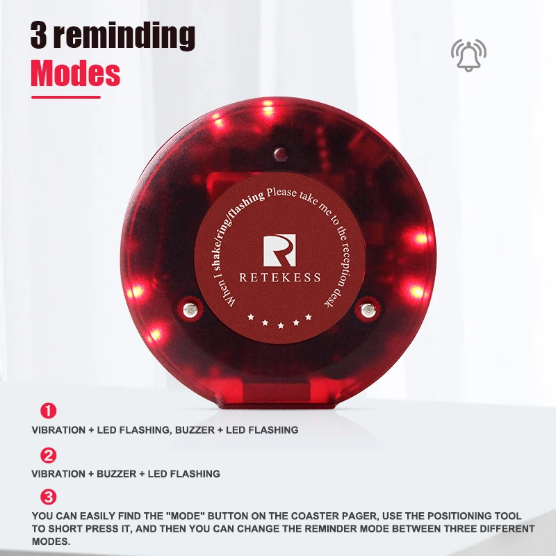 Retekess T119 Restaurant Pager Wireless Paging Queue System 10 Coaster ...