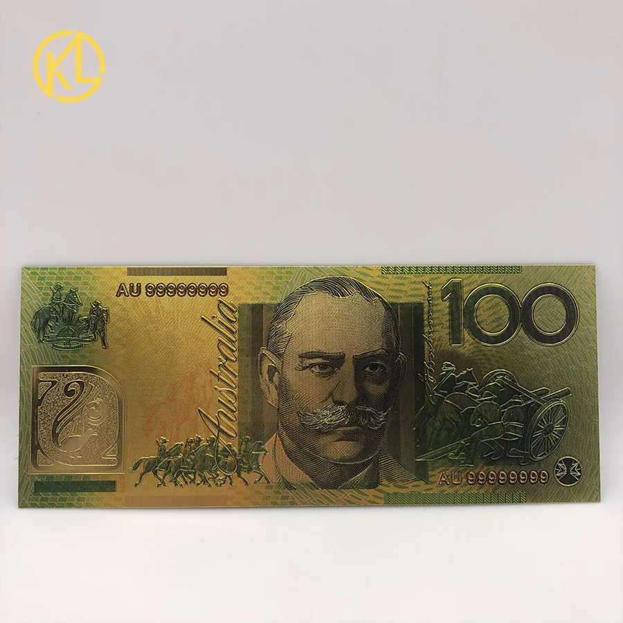 1pc Australia 100 Dollar Gold Banknote Plated Colorful AUD100 Dollar ...