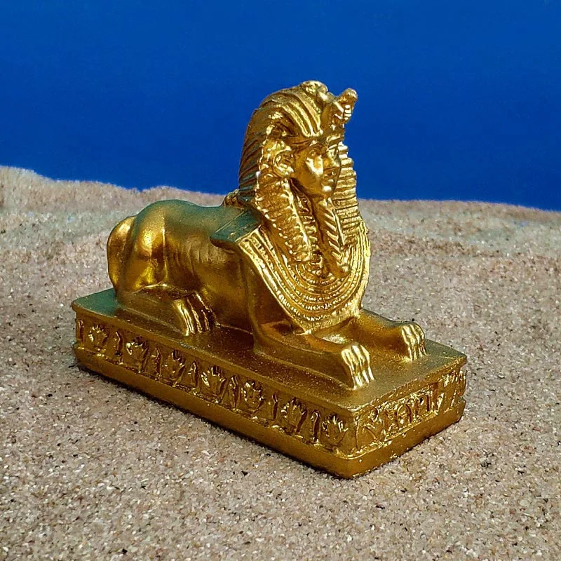 Vintage Egyptian Golden Sphinx Mini Statue Home Living Room Corridor ...