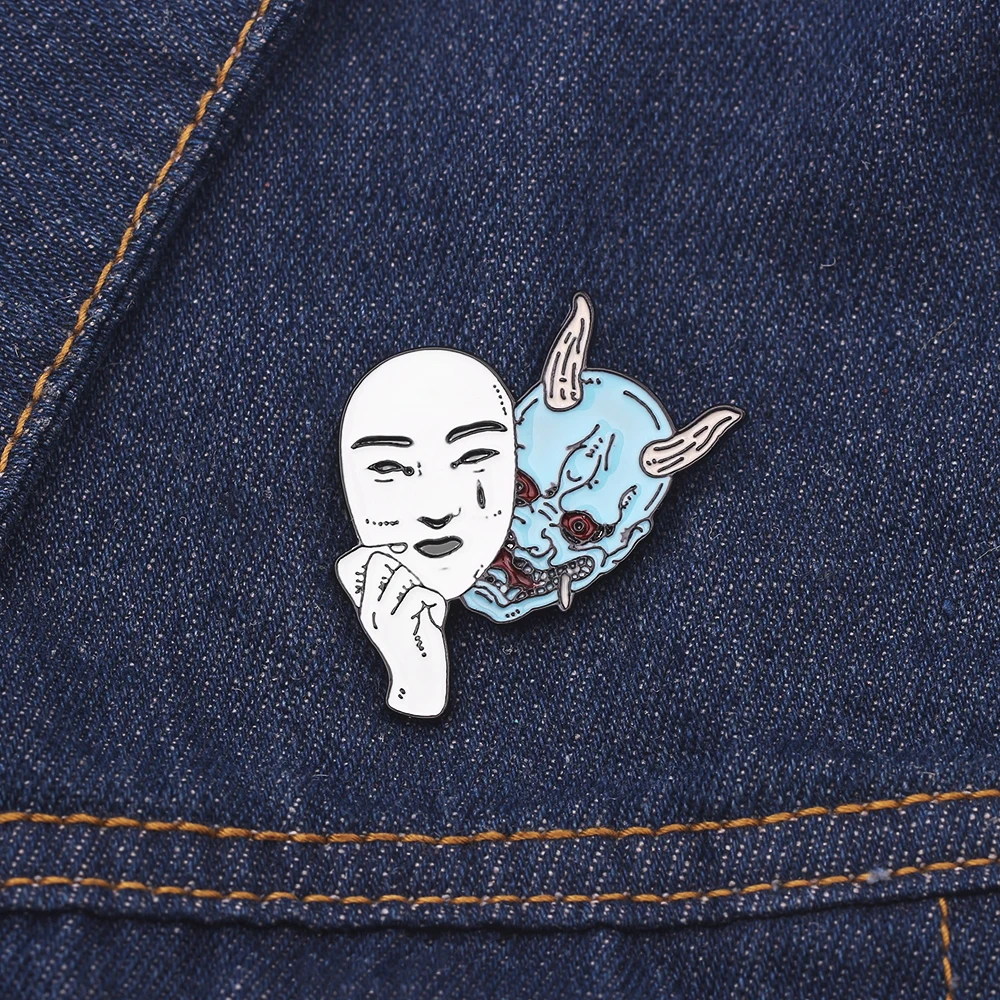 Horror Demon Woman Pin Devil Mask Brooch Japanese Culture Inspired ...