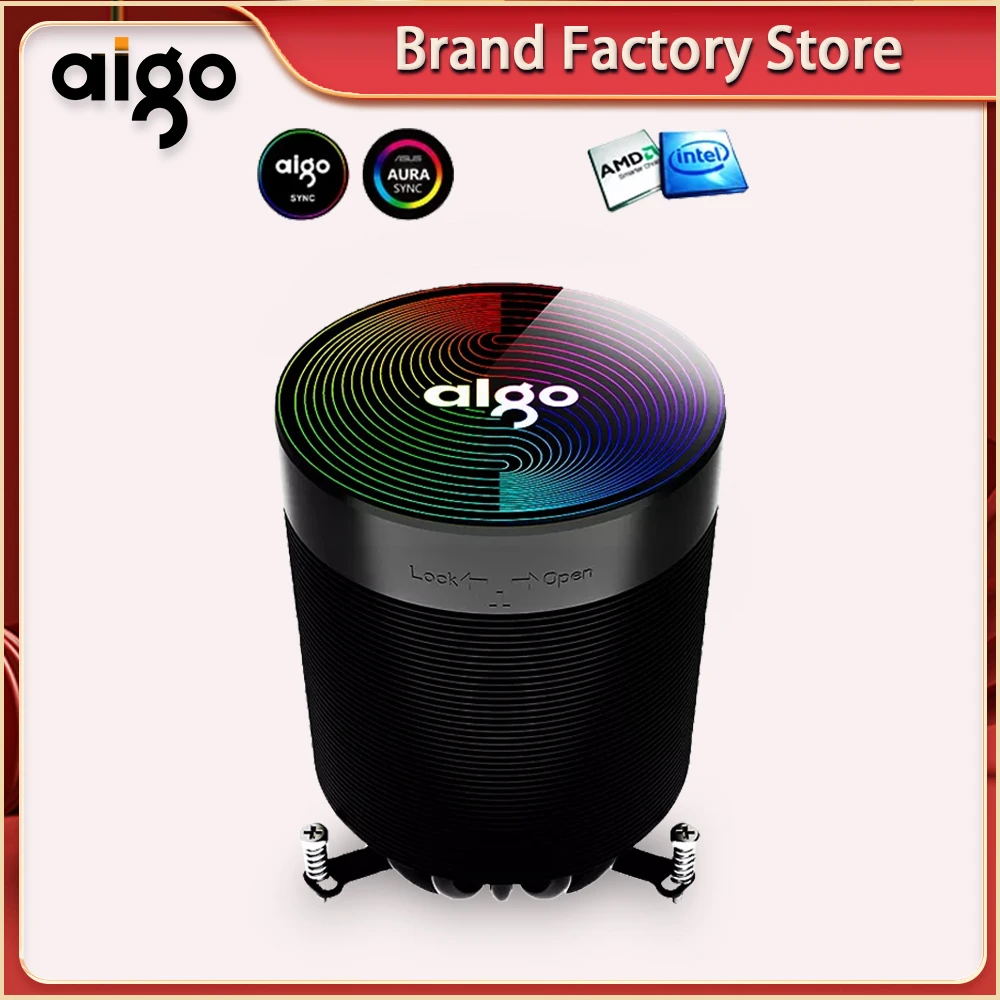 Aigo Cpu Cooler Aura Sync 5 Pure Copper Heat-pipes Freeze Tower Cooling ...