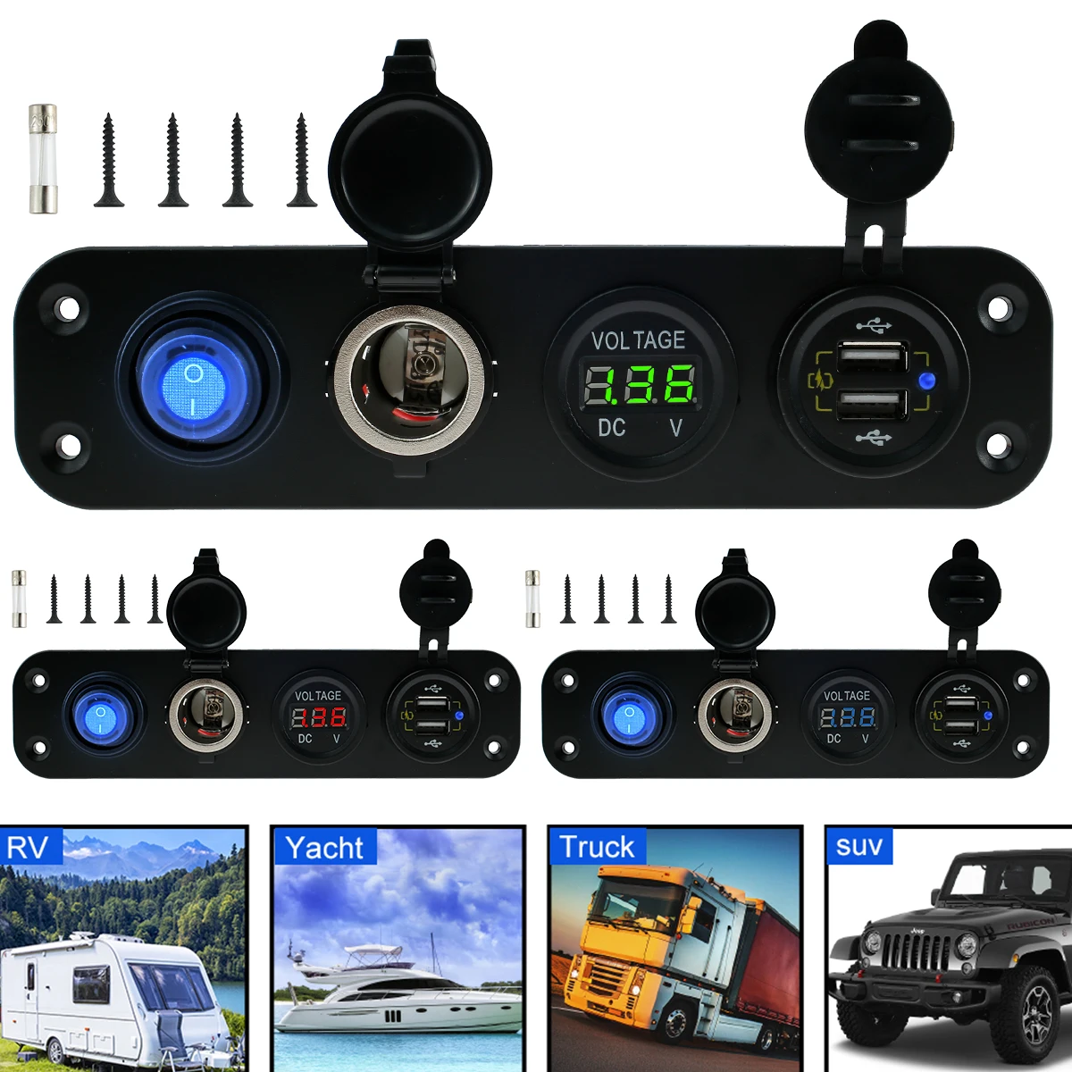 Car Cigarette Lighter Socket Panel Splitter With Dual Qc3.0 Usb Car ...