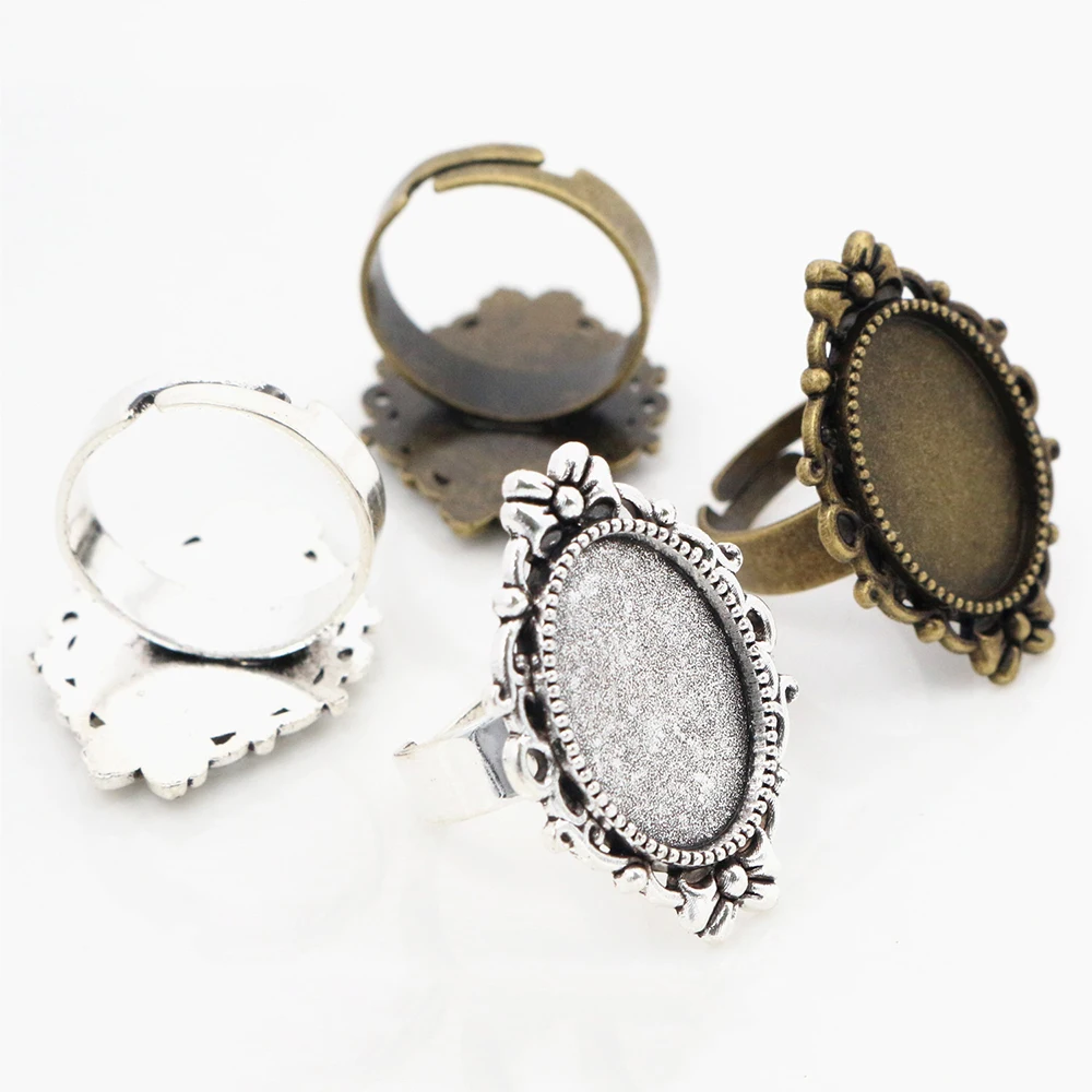 13x18mm 5pcs Antique Silver Plated and Bronze Plated Brass Oval ...