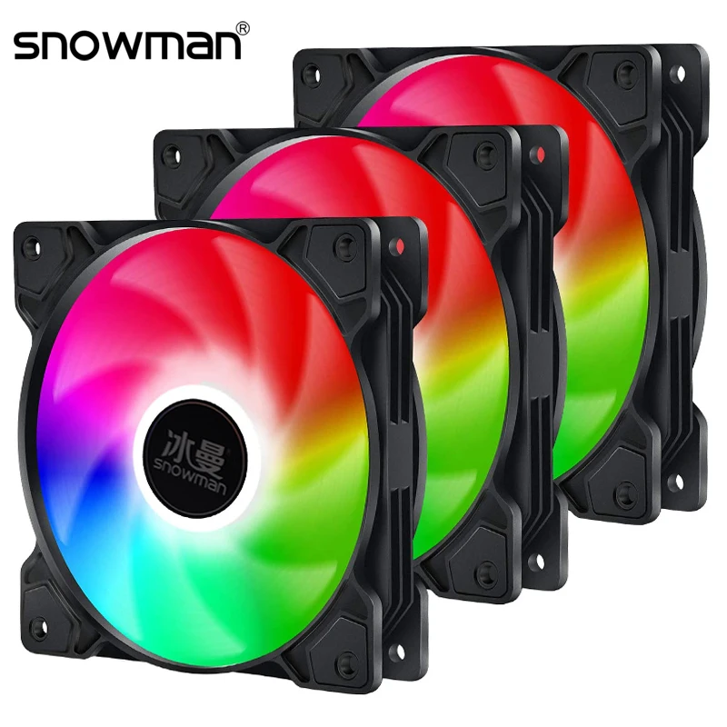 SNOWMAN-PWM-4-Pin-RGB-120mm-PC-Case-Fan-Quiet-12CM-Cooling-Fan-Silent ...