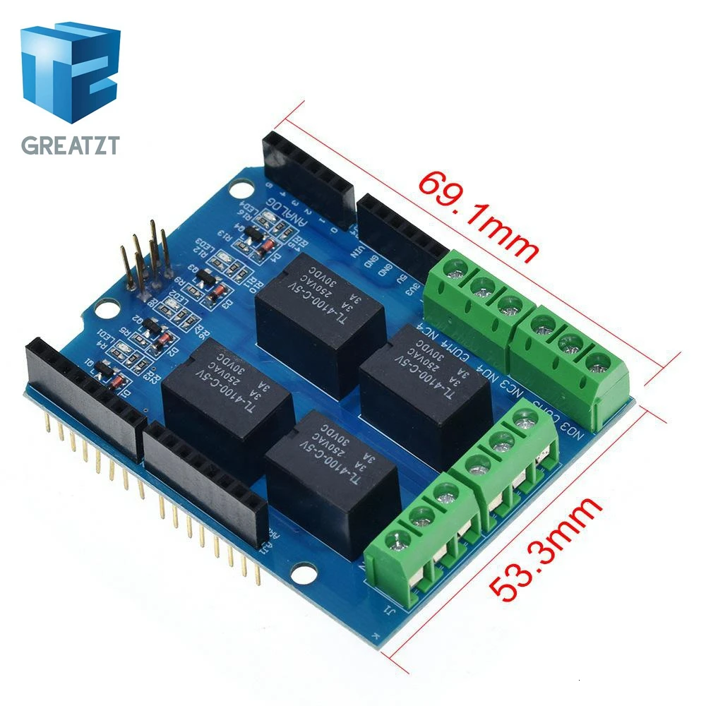 【KAMDSS015】GREATZT 4 channel 5v relay shield module, Four channel relay control board relay ...