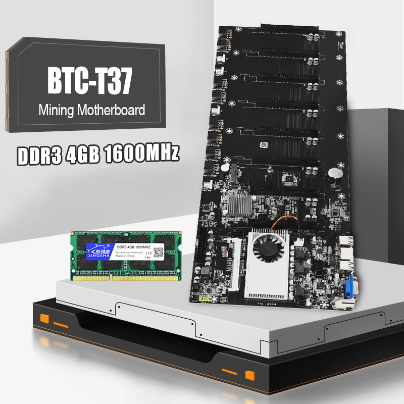 Btc-t37 Riserless Mining Motherboard Set 8 Gpu Bitcoin Crypto Etherum ...