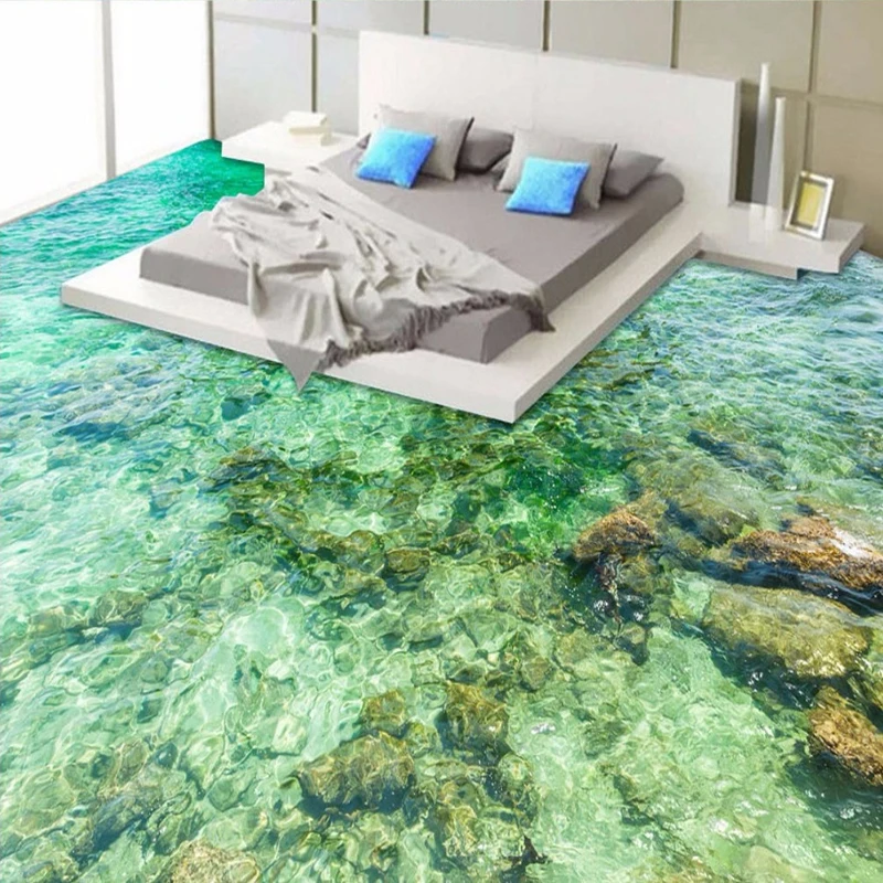 Custom-3D-Flooring-Sticker-Mural-Beautiful-Sea-Water-Ripple-PVC-Vinyl ...