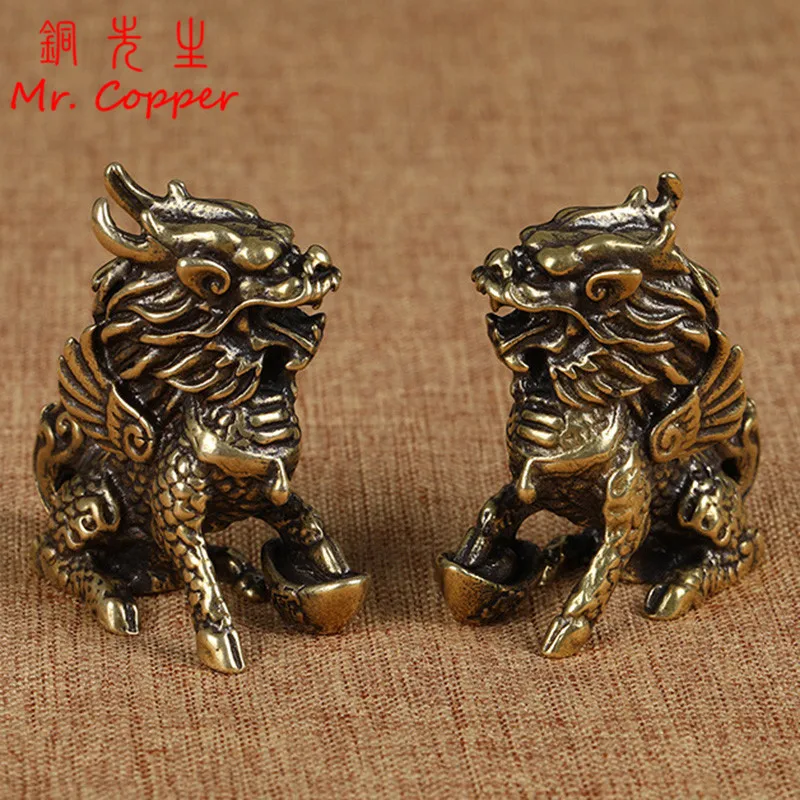 Antique-Bronze-Chinese-Mythical-Beast-Qi-Lin-Statue-1-pair-Copper ...