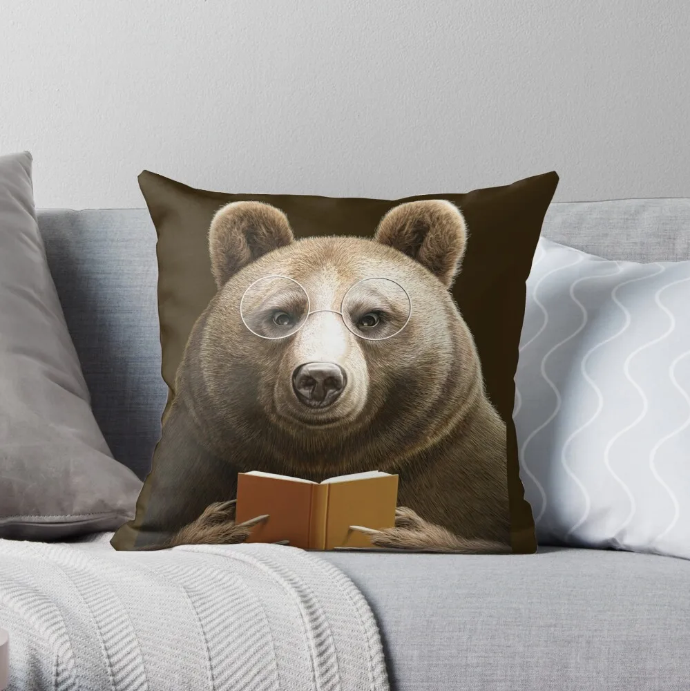 BEAR READING A BOOK Throw Pillow Pillow Case Polyester Home Decora ...